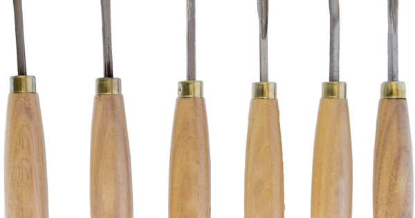 CHISEL SET WOOD CARVING 6 PIECE WOODEN BOX