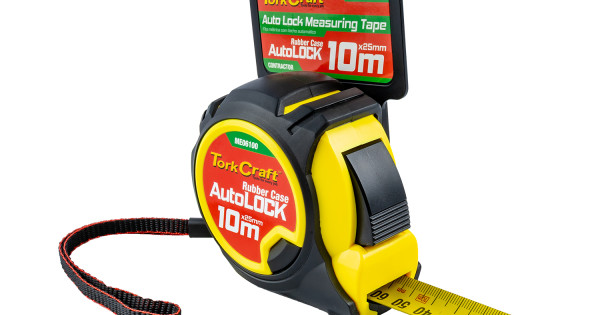 MEASURING TAPE AUTOLOCK 10M X 25MM RUBBER CASING MATT FINISH